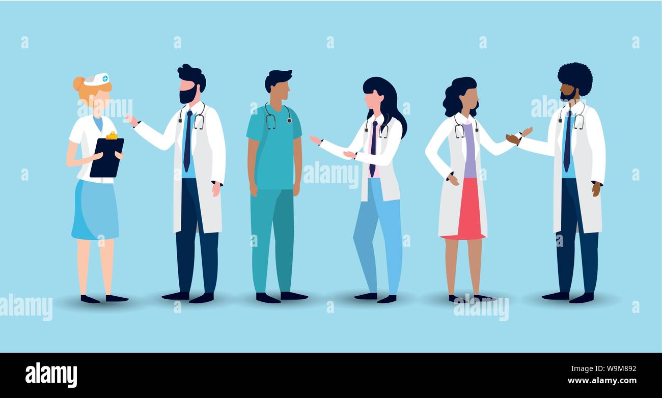 set professional woman and man doctors vector illustration Stock Vector ...