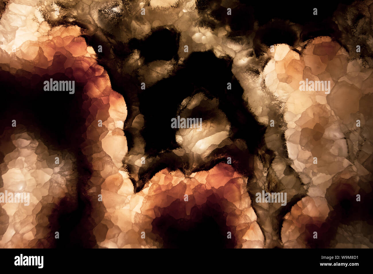 Variety of structure and texture of mineral stone, backlit background ...