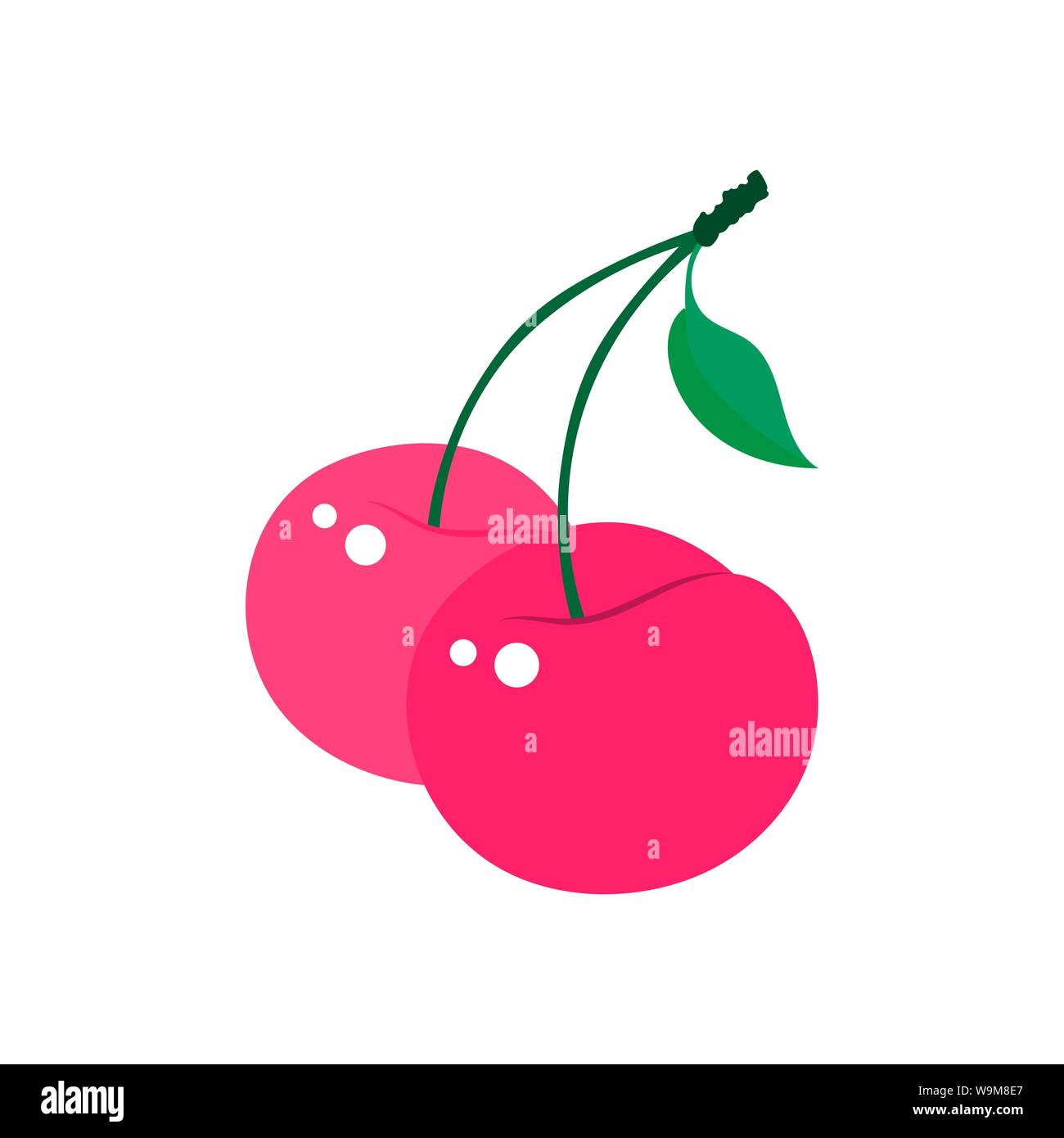 Red cherry vector icon. Red cherry isolated on white background Stock ...