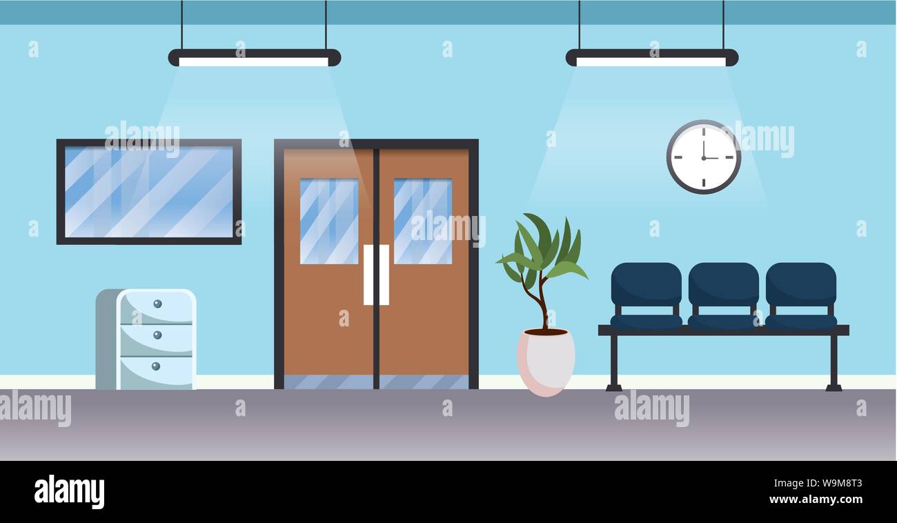 professional hospital room with chair and lights vector illustration ...