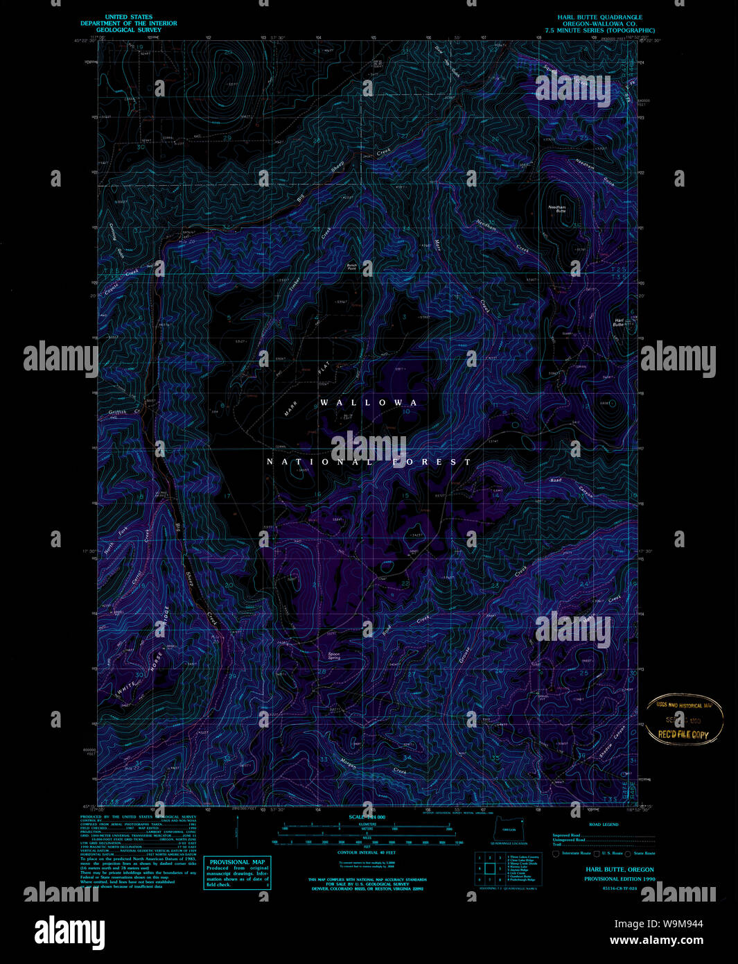 USGS Topo Map Oregon Harl Butte 280144 1990 24000 Inverted Restoration ...