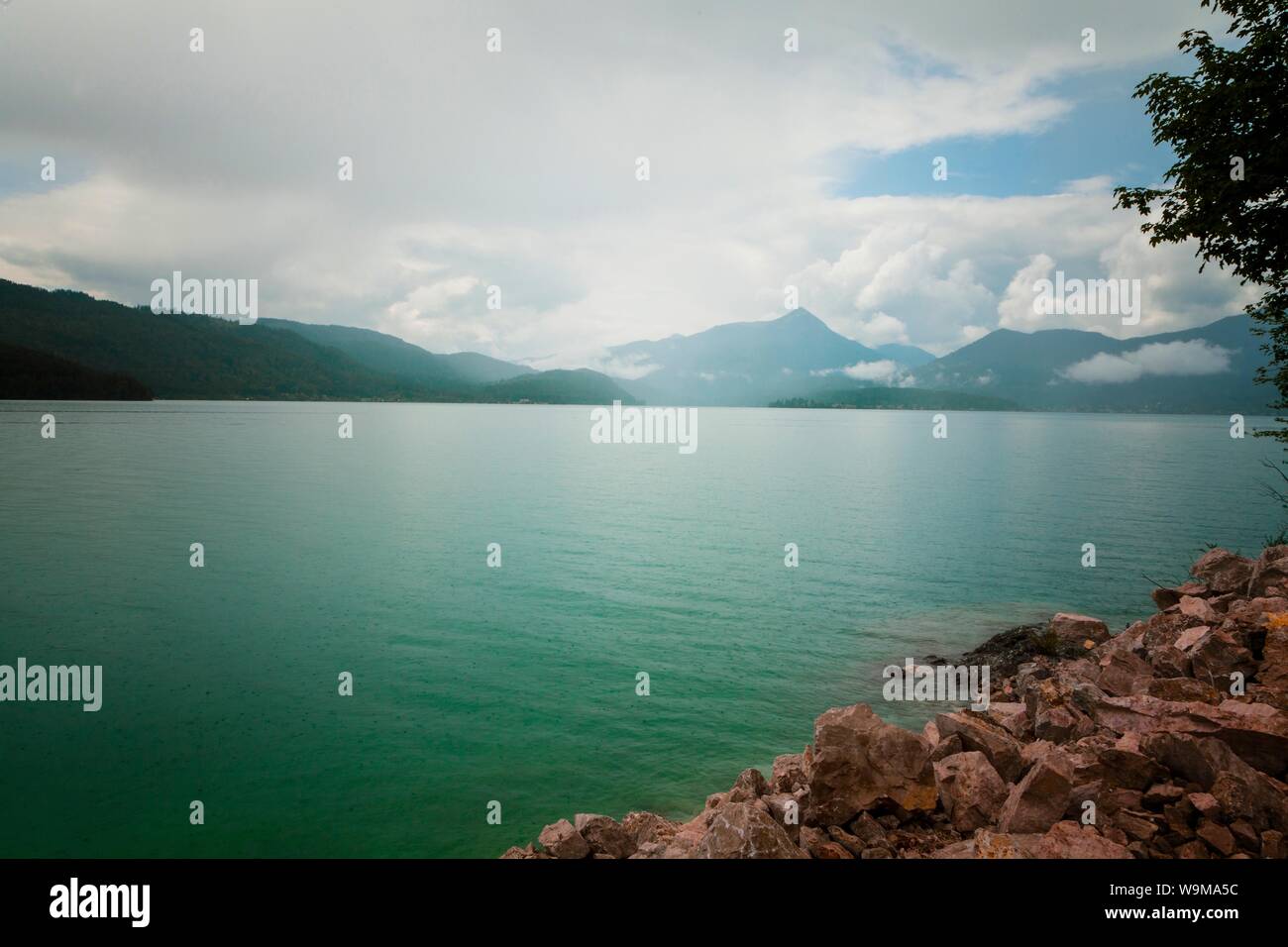 Rainy Weather In The Bavarian Alps With A Turquoise Lake Stock Photo ...