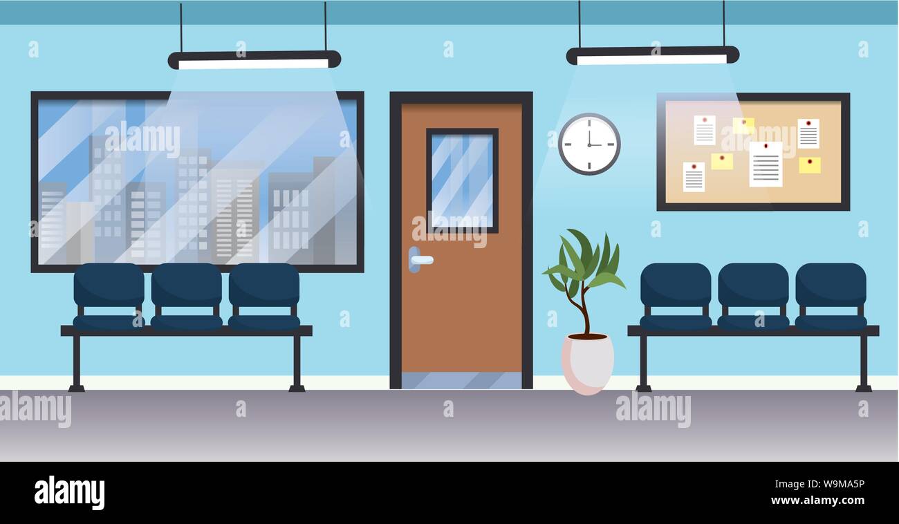 professional hospital room with window and chairs vector illustration ...