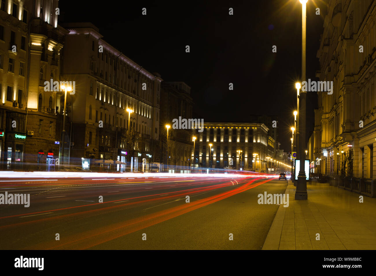 Tverskaya Street after dark in Moscow, Russia Stock Photo - Alamy