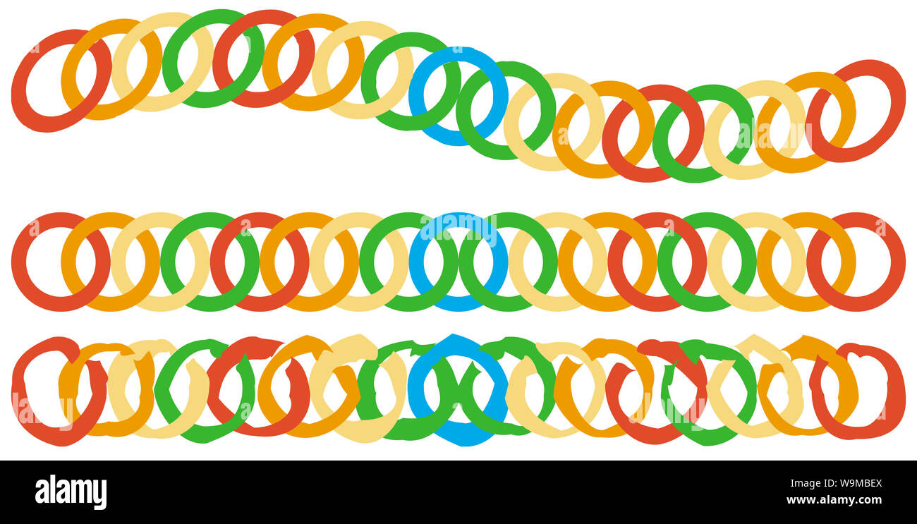 interlocking rings in colorful border patterns Stock Photo - Alamy