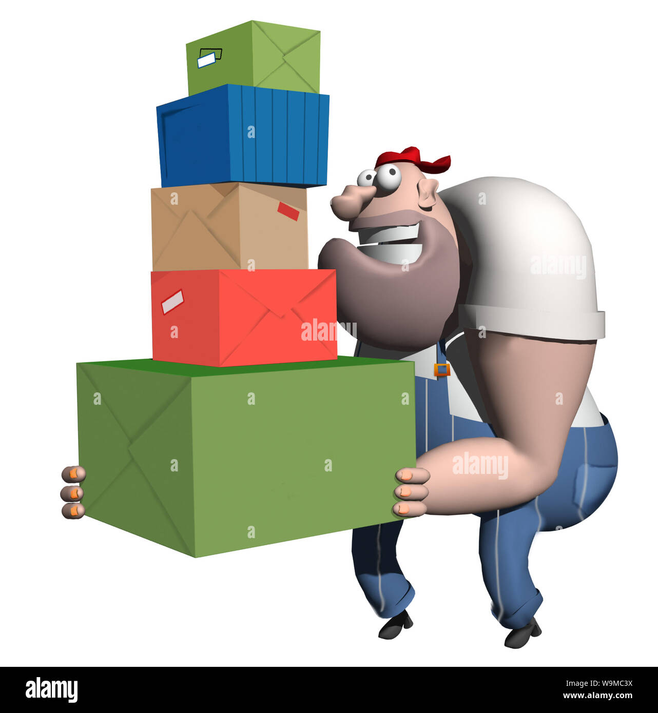 Illustration of cartoon character with presents Stock Photo - Alamy