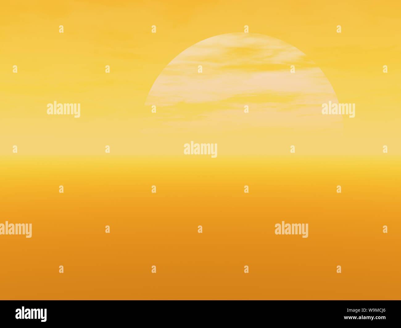 Illustration of large sun setting into a golden haze Stock Photo - Alamy