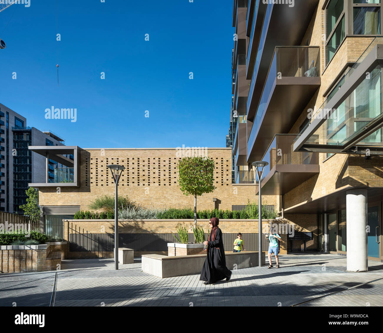 Landscaped entrance courtyard. Wembley Park Gate, London, United ...