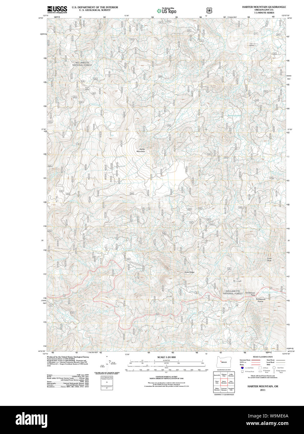 USGS Topo Map Oregon Harter Mountain 20110721 TM Restoration Stock ...
