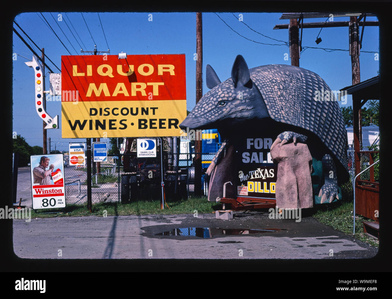 Armadillo sign float, San Antonio, Texas Stock Photo - Alamy