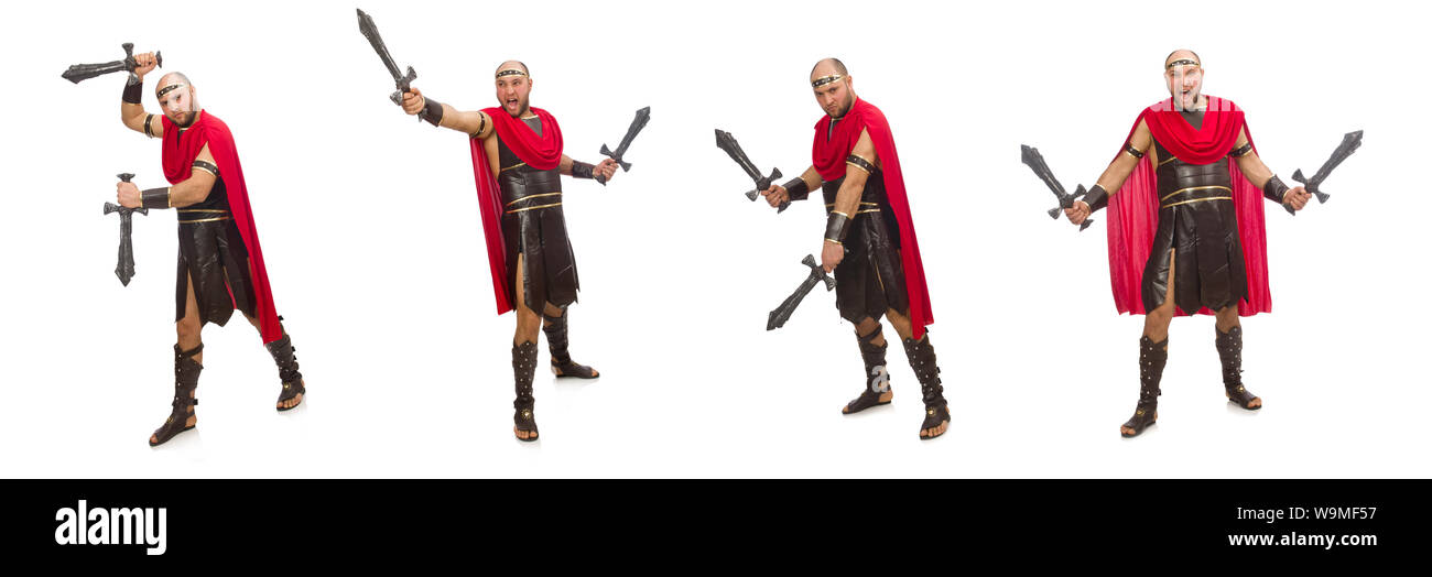 The gladiator isolated on white background Stock Photo - Alamy