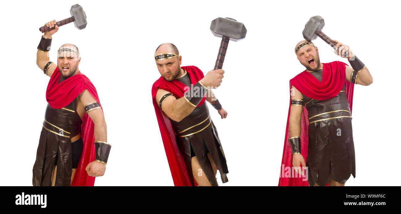 The gladiator isolated on white background Stock Photo - Alamy