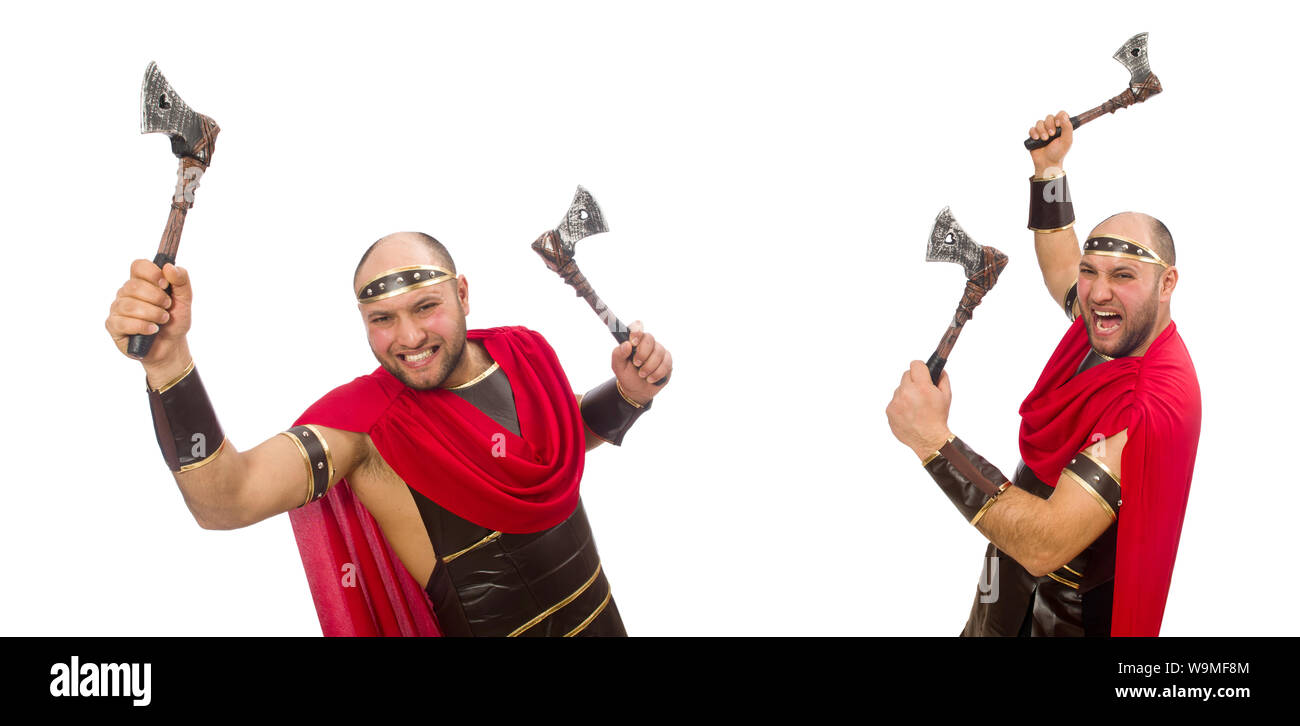 The gladiator isolated on white background Stock Photo - Alamy