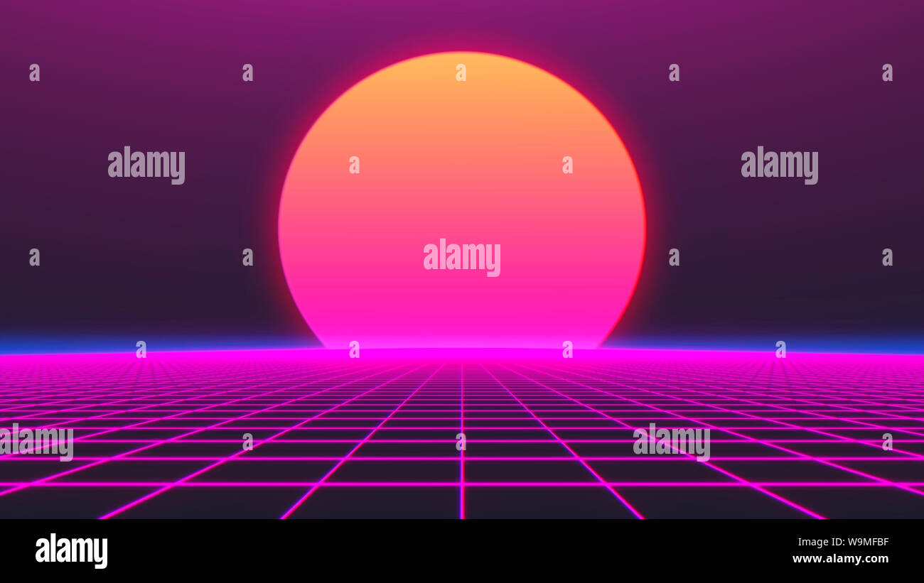 Retro Futurism Background 1980s style. 3d illustration Stock Photo - Alamy