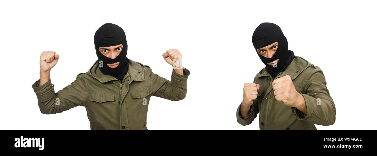 The criminal wearing mask isolated on white Stock Photo - Alamy