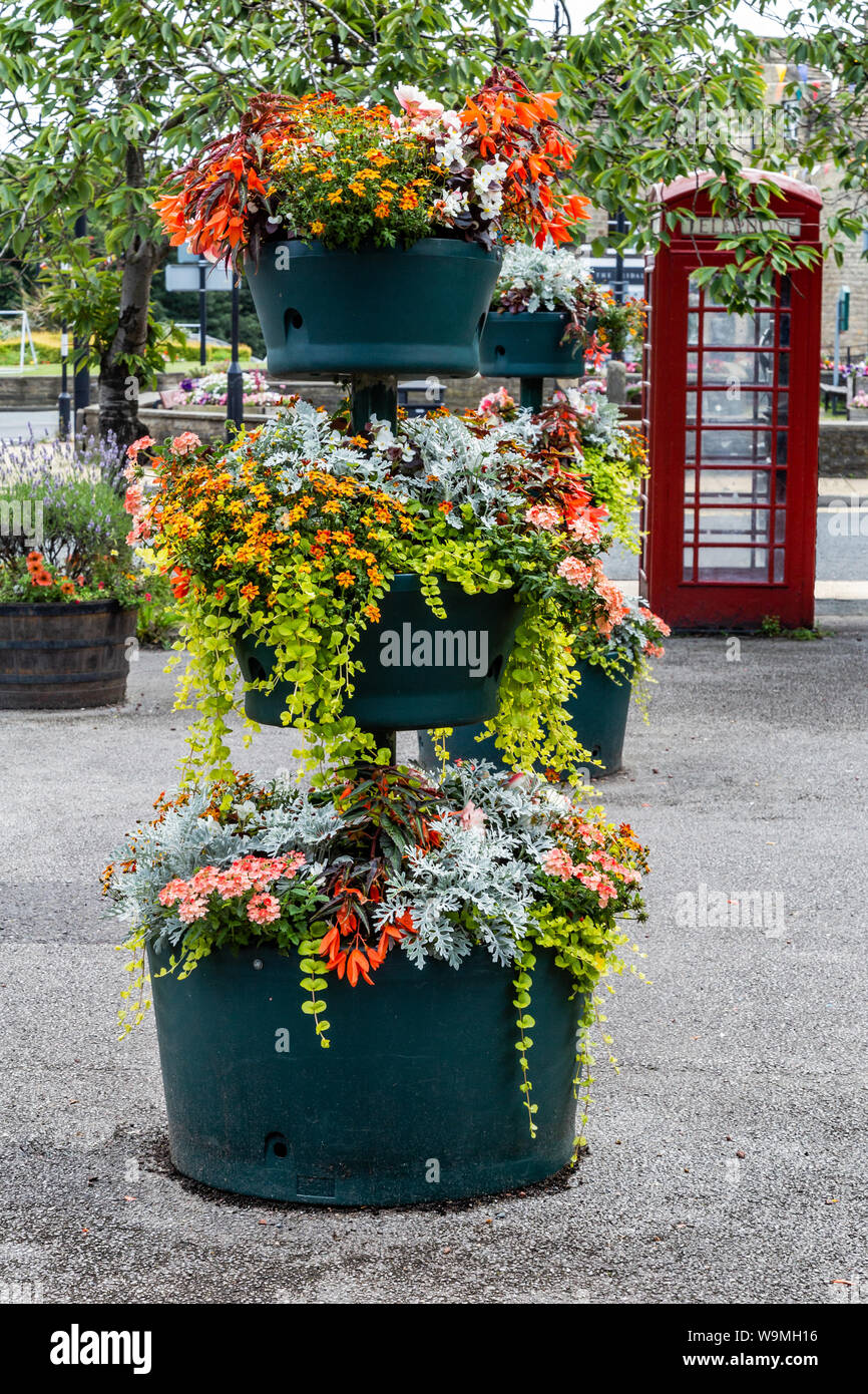 A waterfall planter full of summer flowers in Baildon, Yorkshire ...