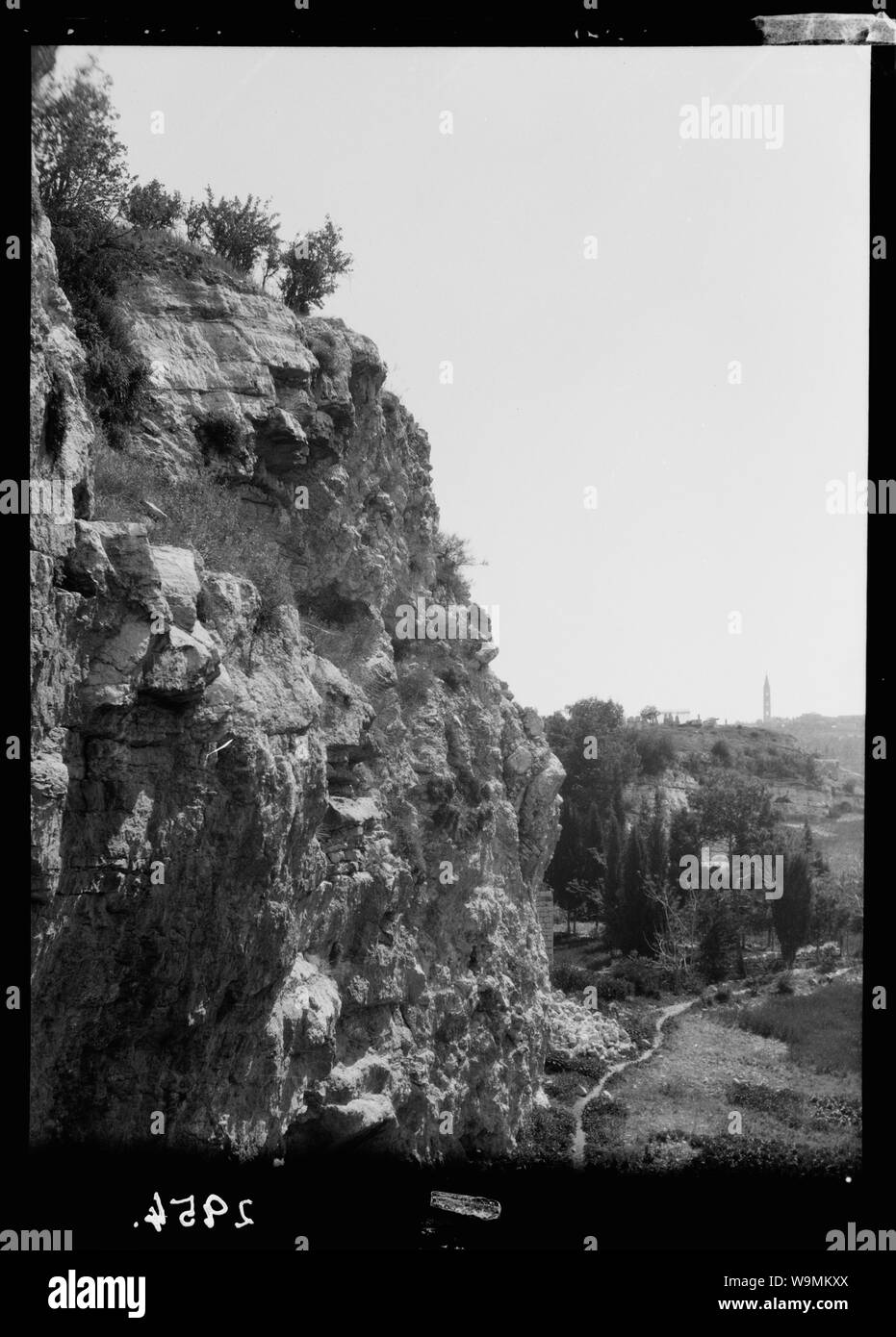 Around the city wall [Jerusalem]. Scarp of Gordon's Calvary showing The ...