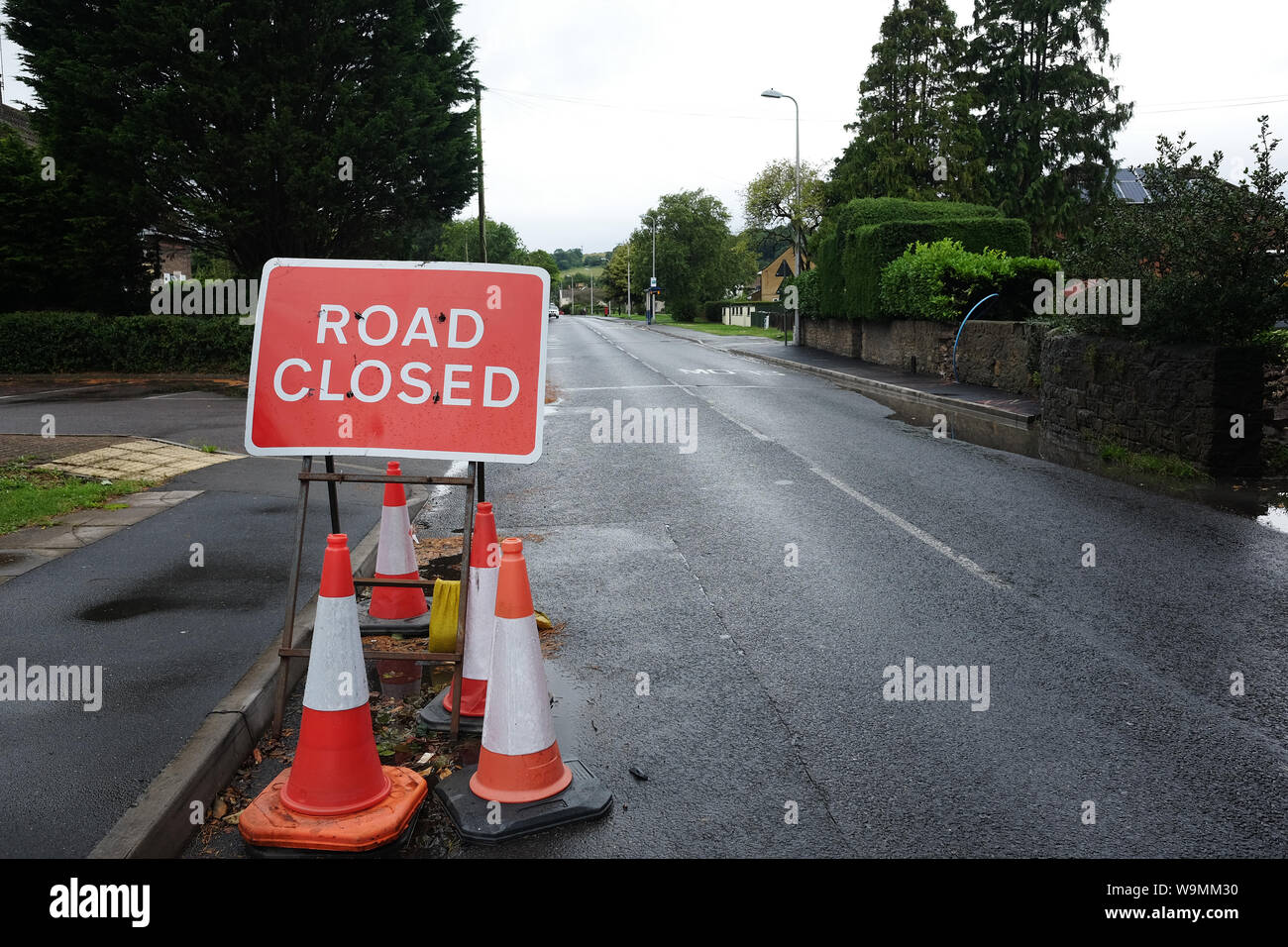 August 2019 - Road closed signs for highway works in Portishead, North ...