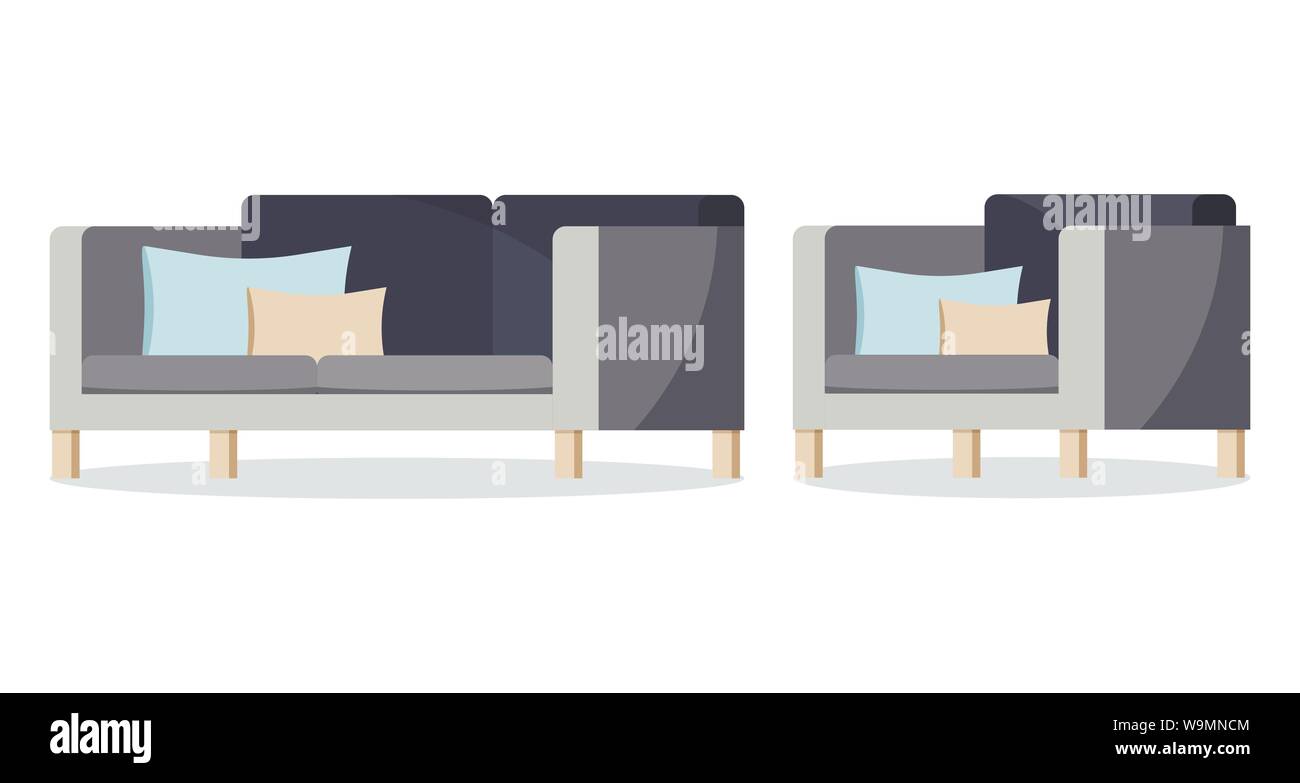 Cozy grey armchair cushions Stock Vector Images - Alamy