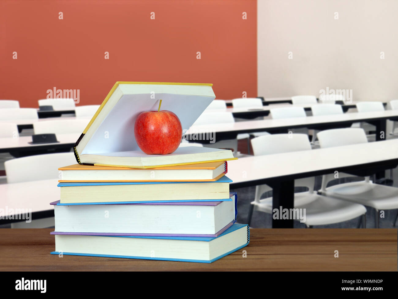 Concept of Back to School for education design with books and empty ...