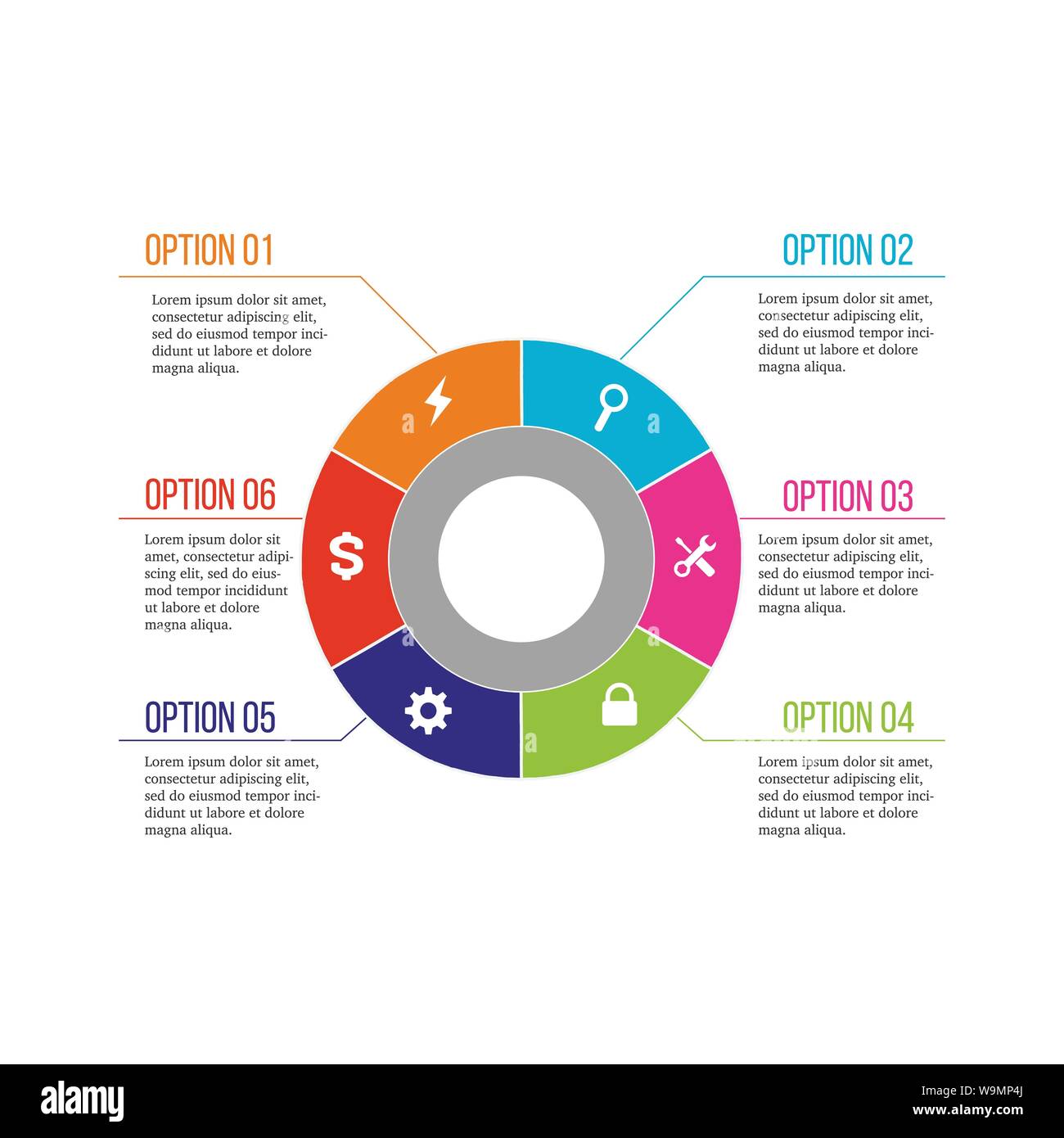 6 options Business Infographic circle, six pieces circle diagram ...