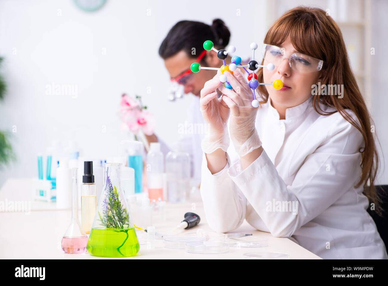 The two chemists working in the lab Stock Photo - Alamy