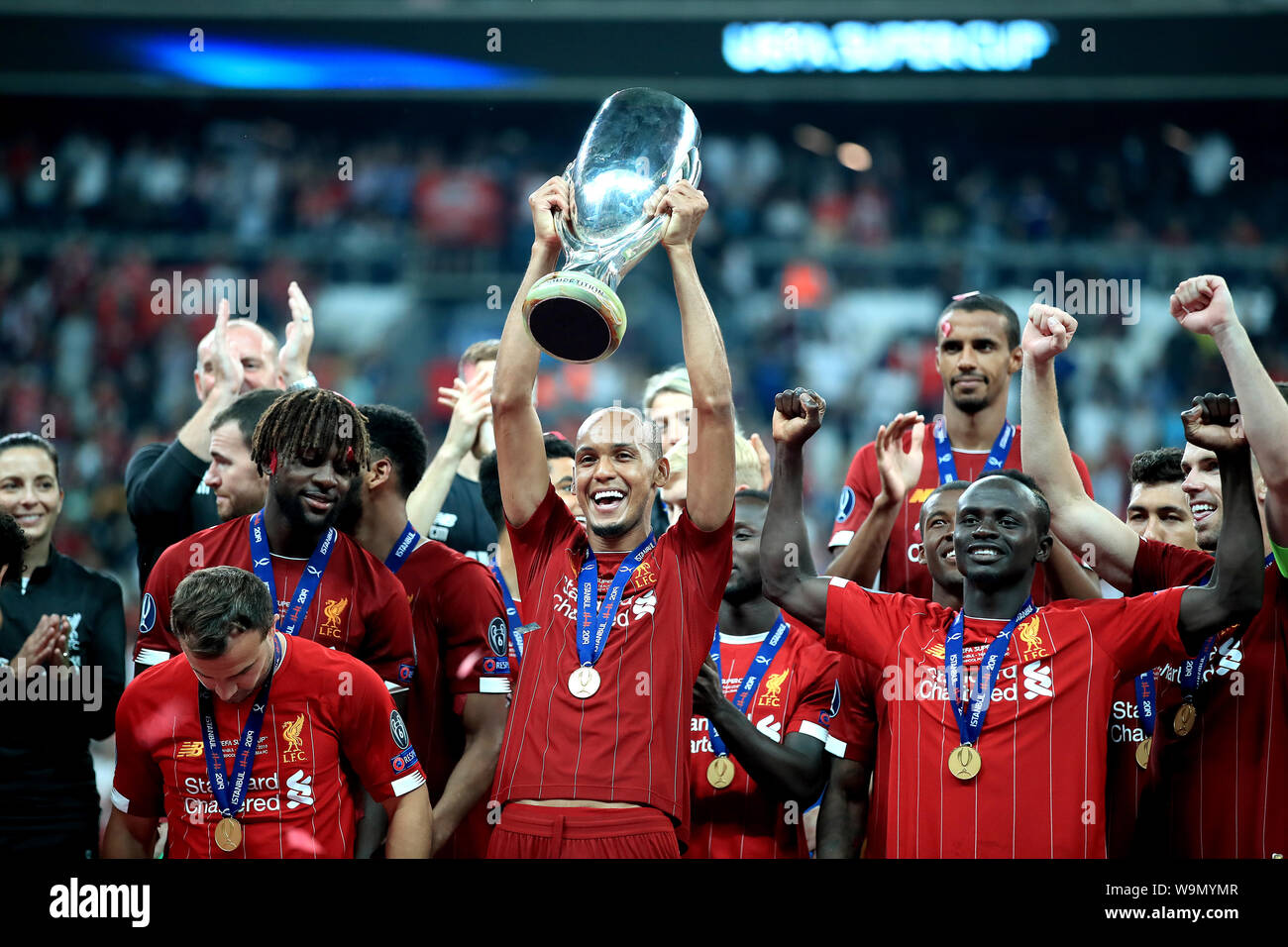 Liverpool's Fabinho celebrates with the trophy after victory in the ...