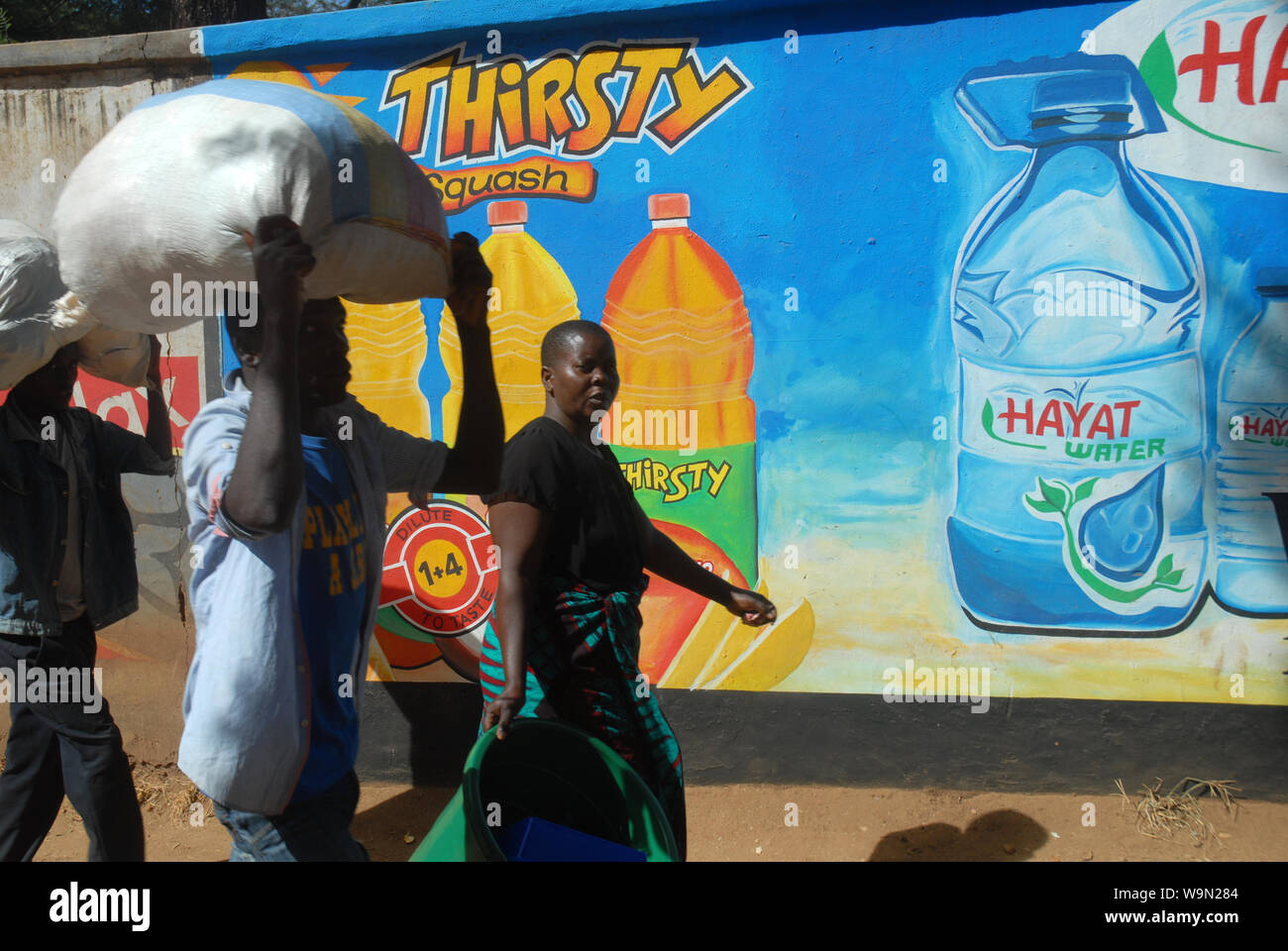 Thirsty Squash Ad painted on wall in Lilongwe, Malawi, Africa Stock ...