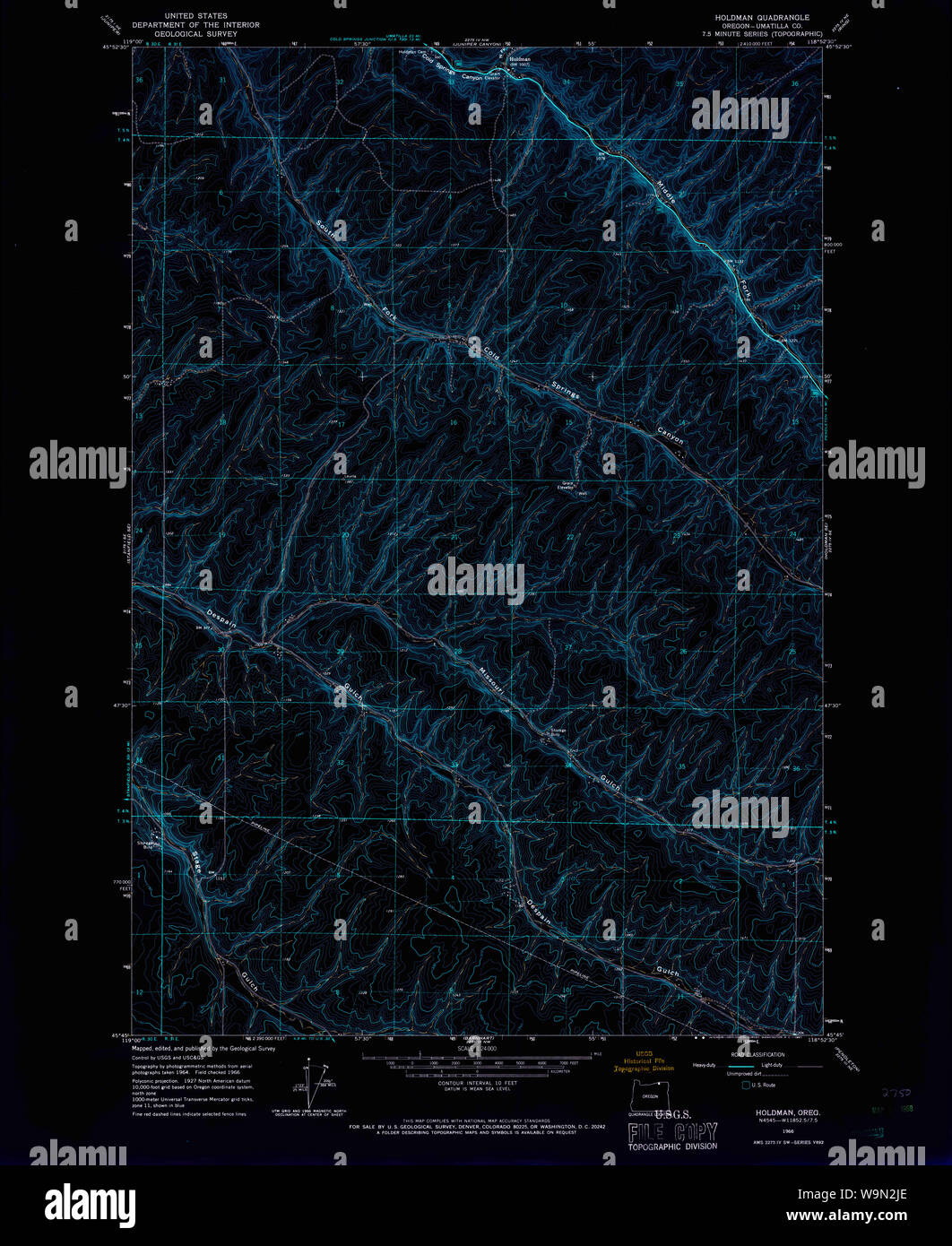 USGS Topo Map Oregon Holdman 280222 1966 24000 Inverted Restoration ...