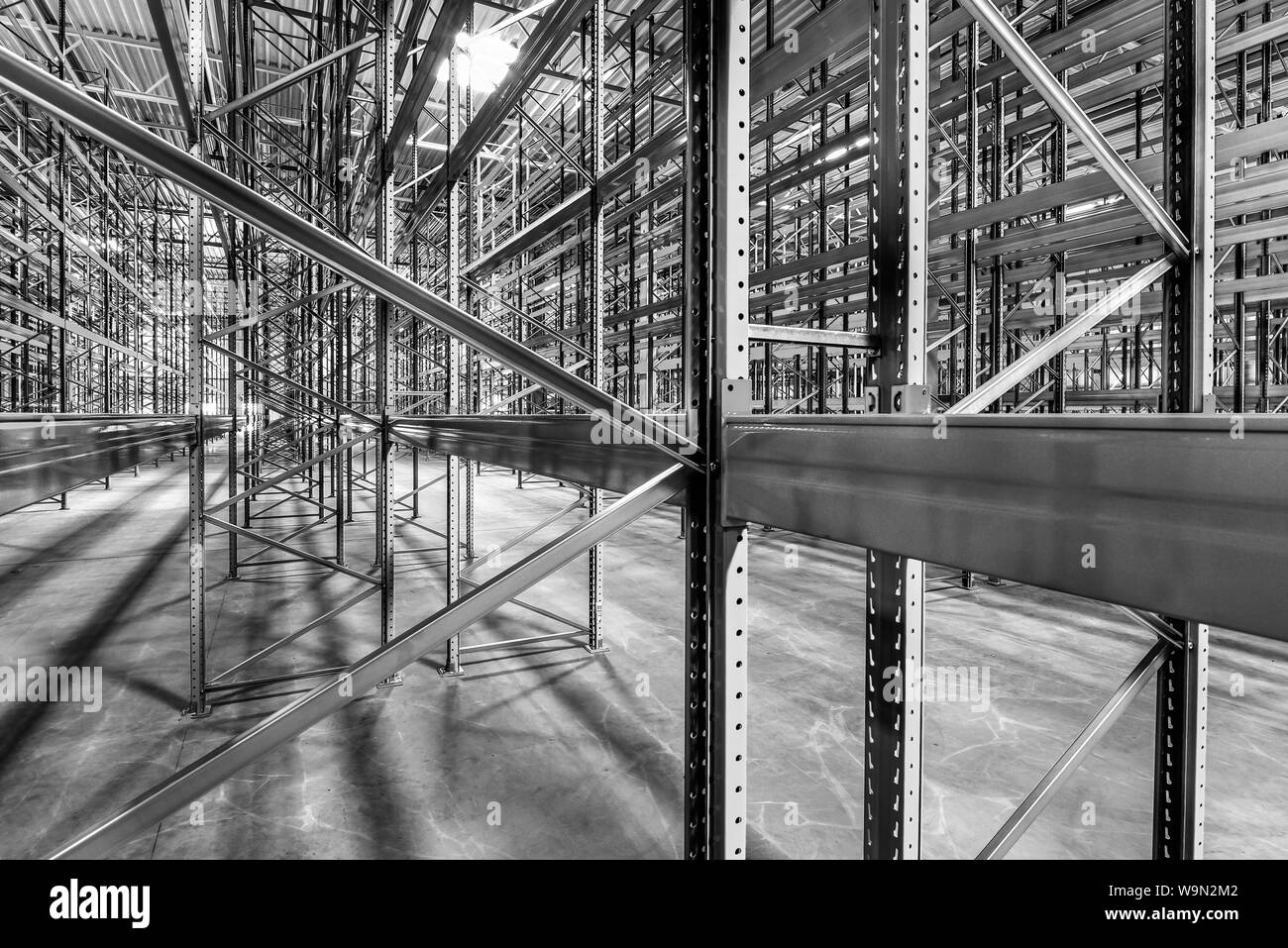 very new built steel high bay warehouse Stock Photo - Alamy