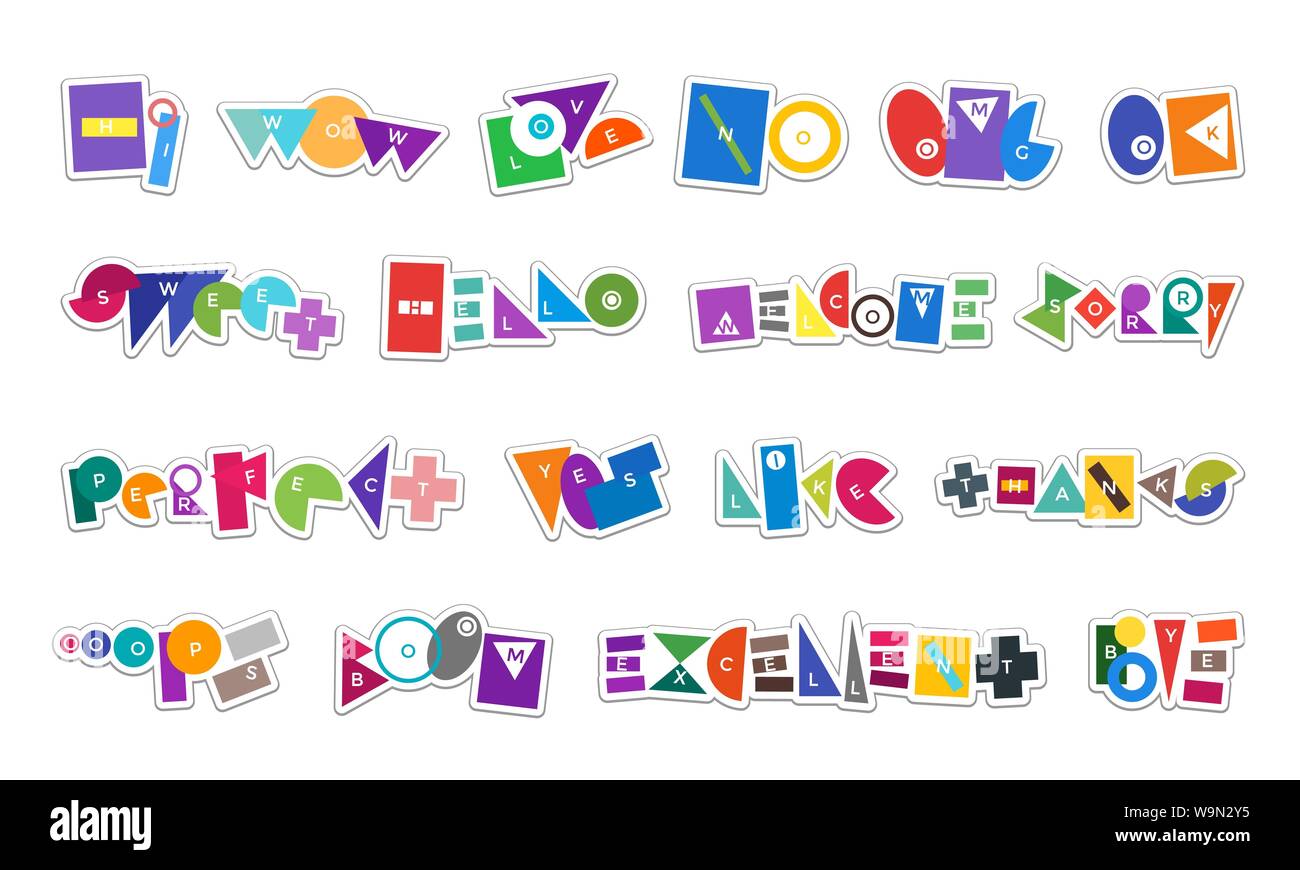 Message abstract sticker label set for social media network chat ...