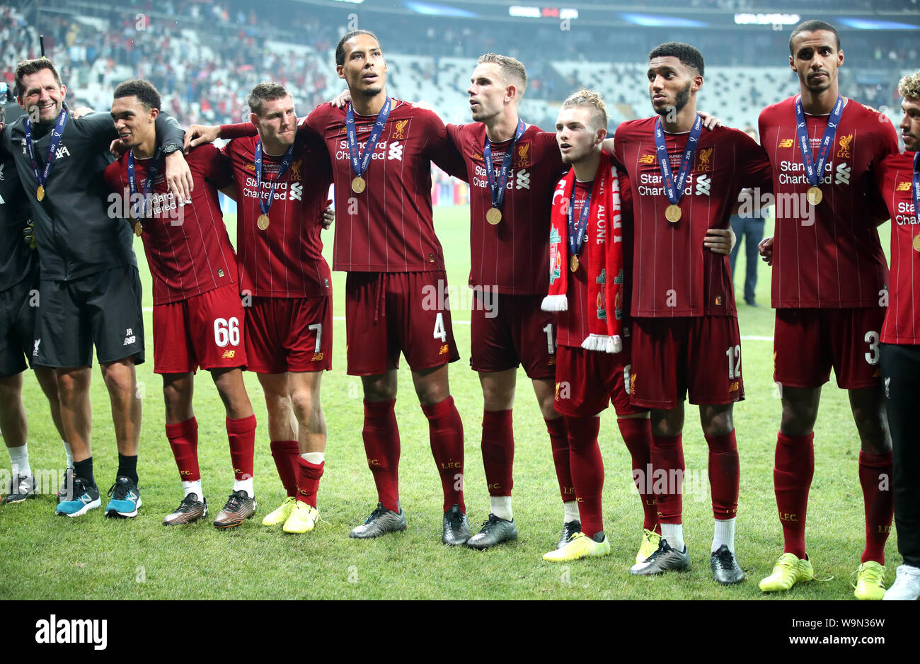 Liverpool players celebrated during the UEFA Super Cup Final at ...