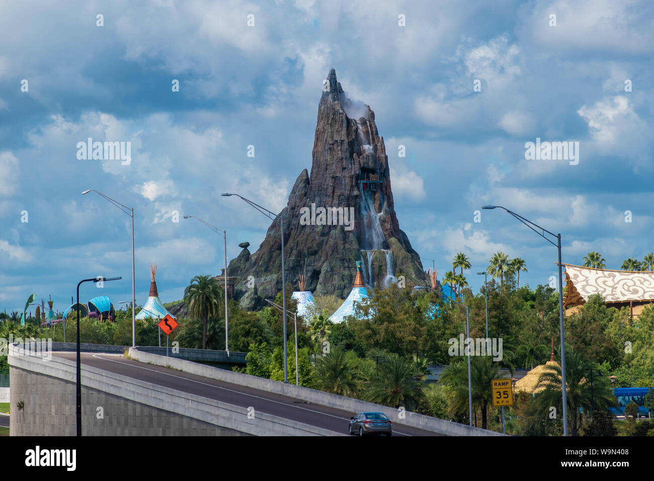 Orlando, Florida. August 07, 2019. Panoramic view of Volcano Bay from ...