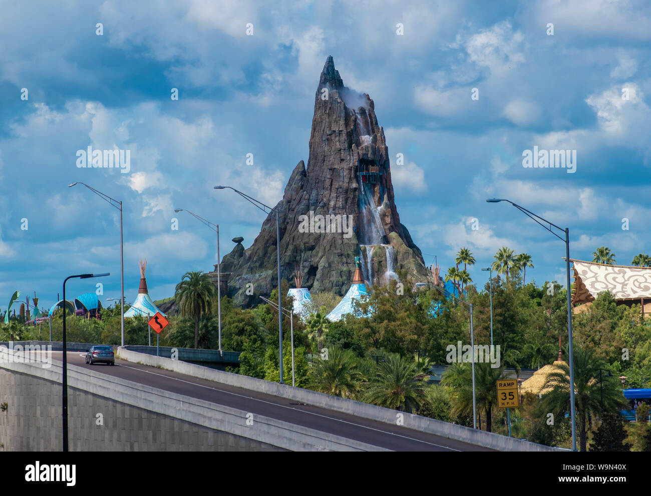 Orlando, Florida. August 07, 2019. Panoramic view of Volcano Bay from ...