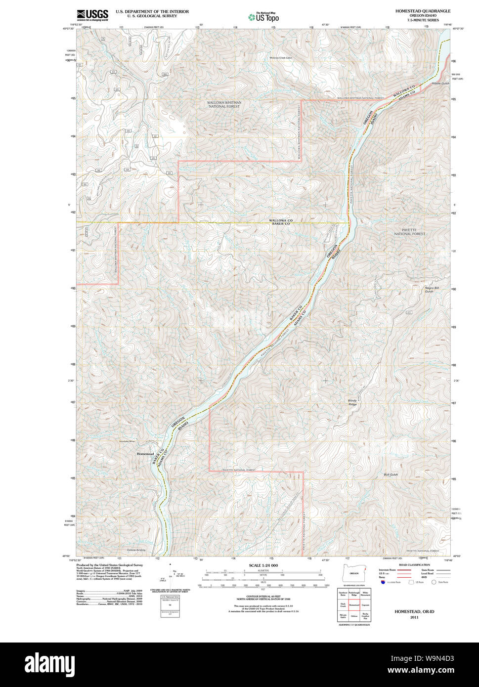USGS Topo Map Oregon Homestead 20110627 TM Restoration Stock Photo - Alamy