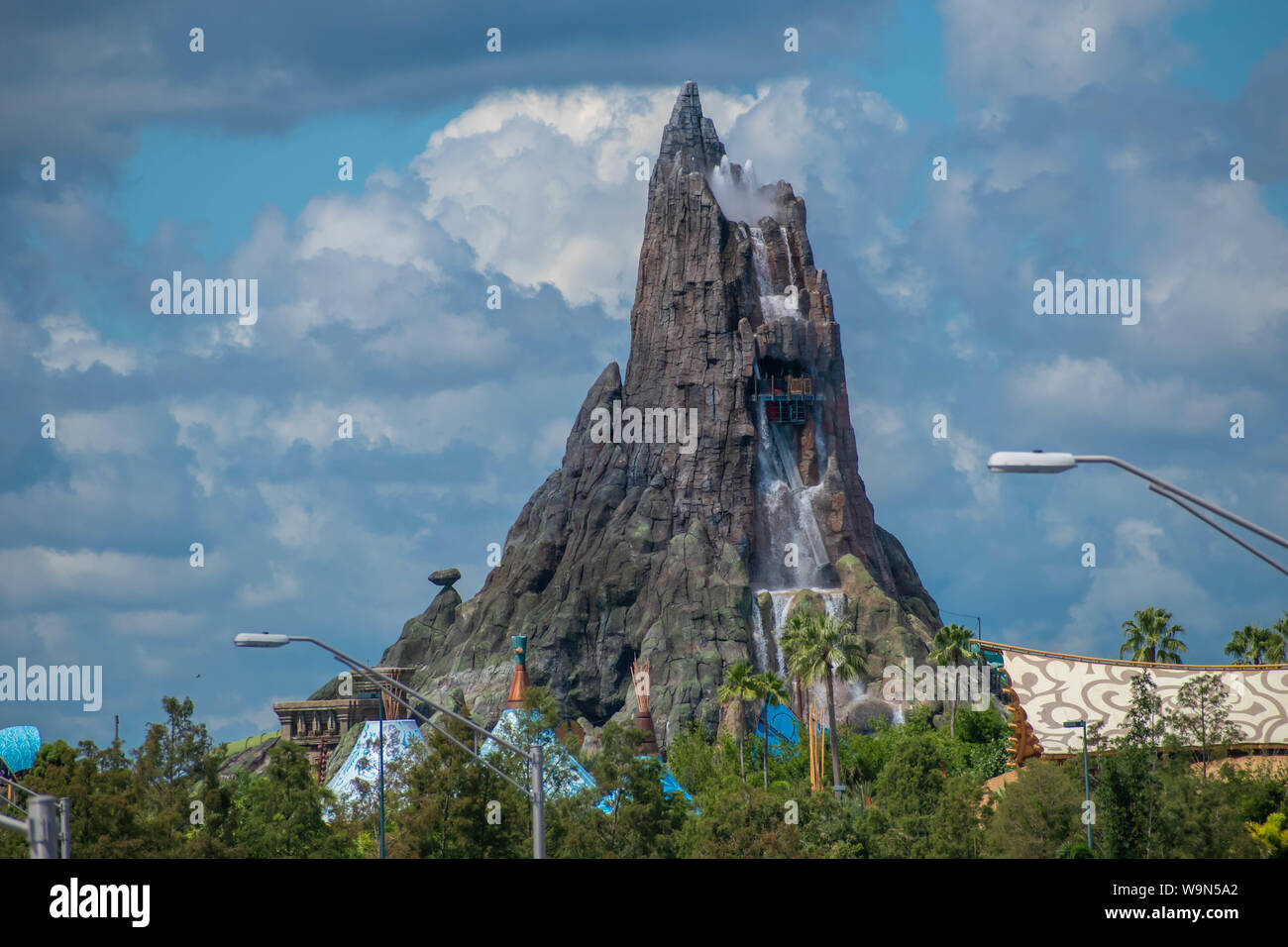 Orlando, Florida. August 07, 2019. Top view of Volcano Bay at Universal ...