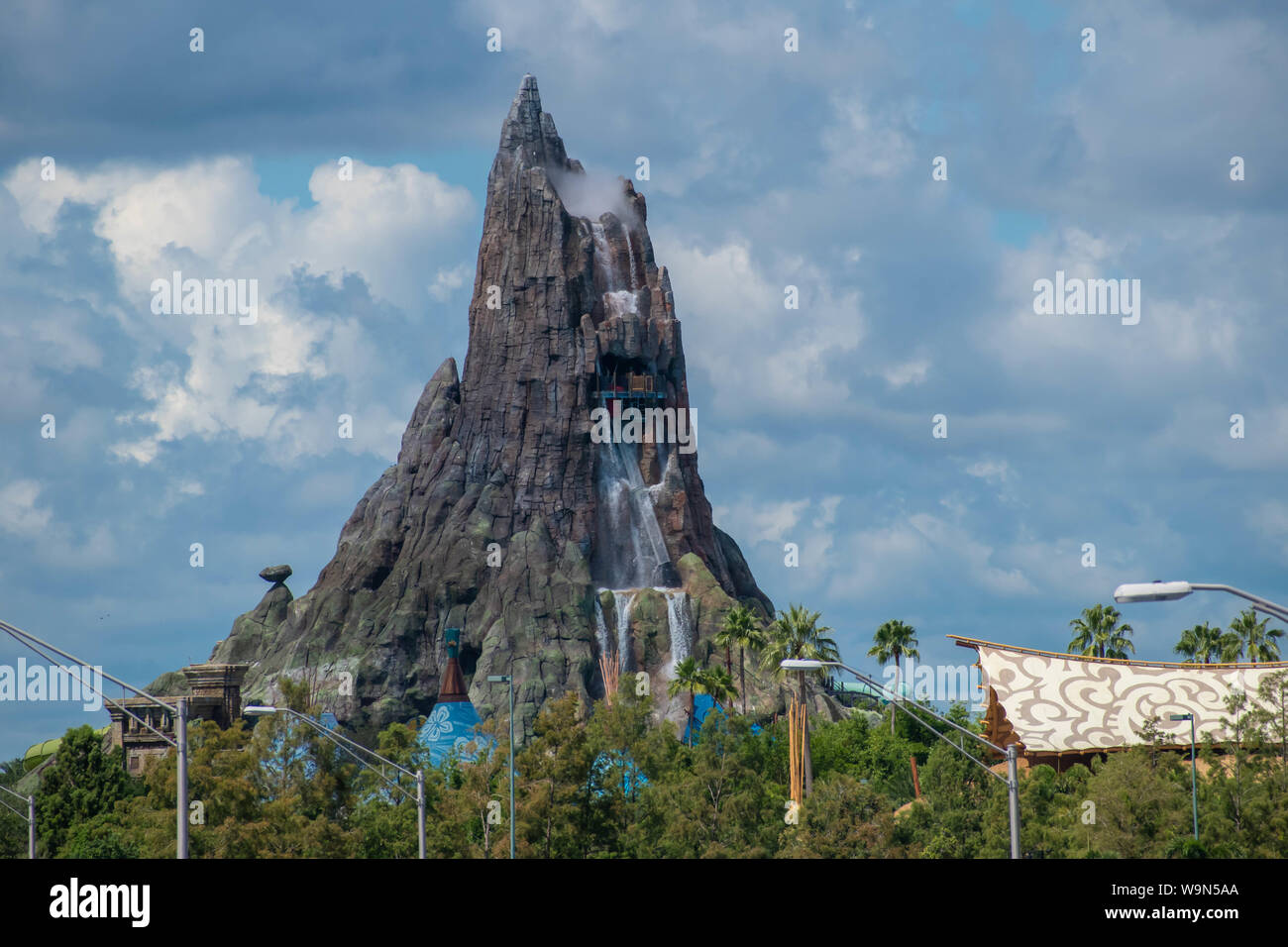 Orlando, Florida. August 07, 2019. Top view of Volcano Bay at Universal ...