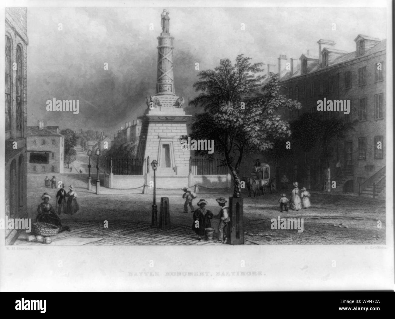 Battle monument, Baltimore / W.H. Bartlett ; H. Griffiths Stock Photo ...
