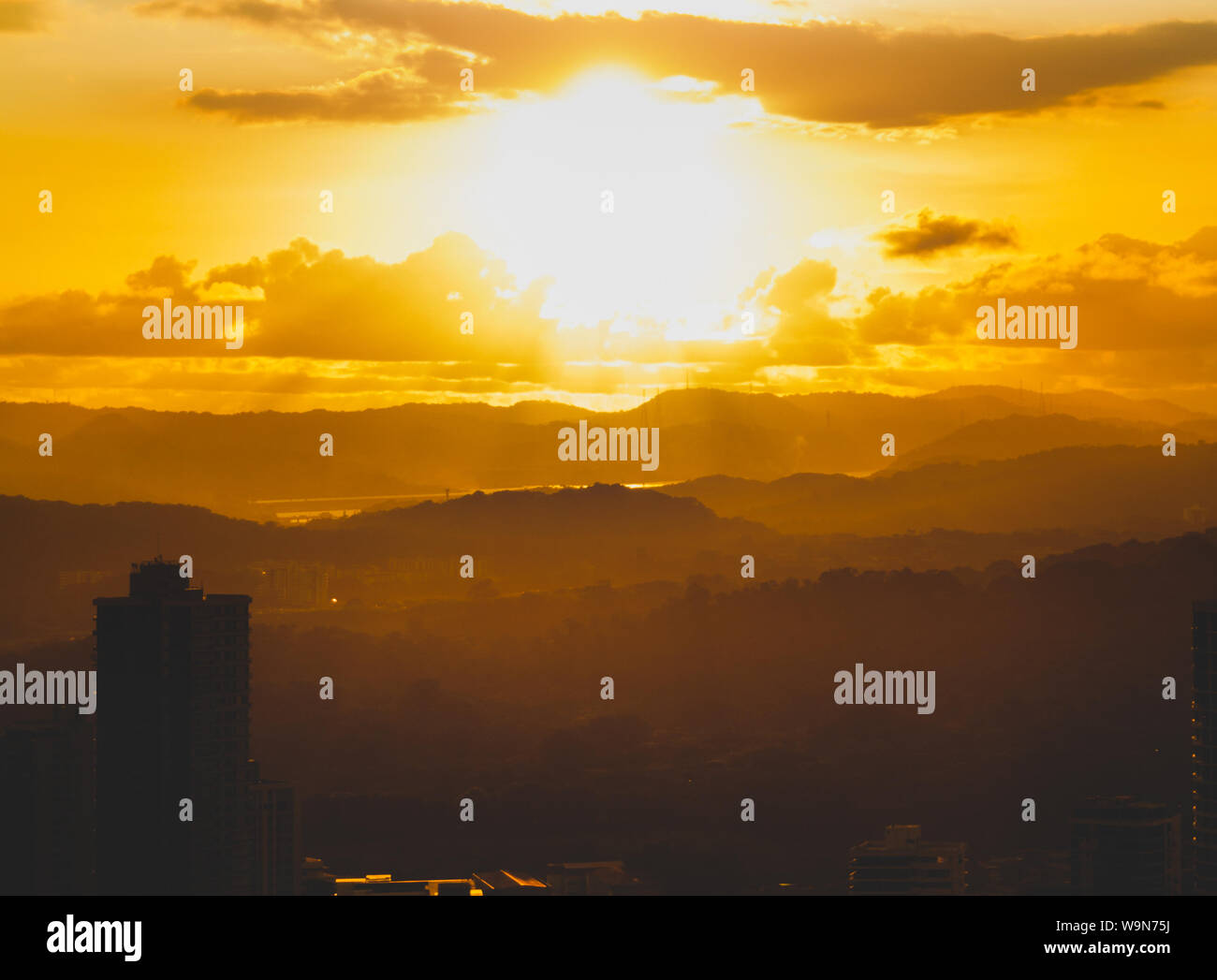 View to the panama canal from a 60th floor on downton Stock Photo - Alamy