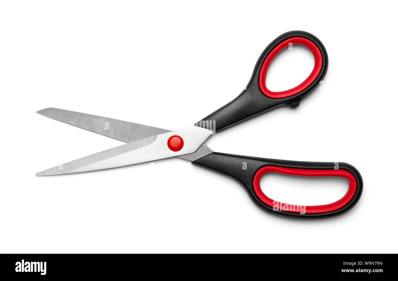 Open Fabric Scissors Isolated on White Background Stock Photo - Alamy