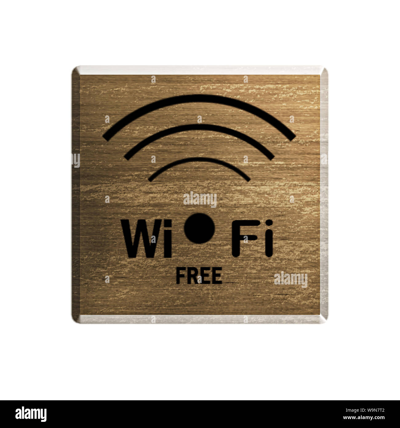 Illustration. Wooden motel banner. Free Wi-Fi Stock Photo - Alamy