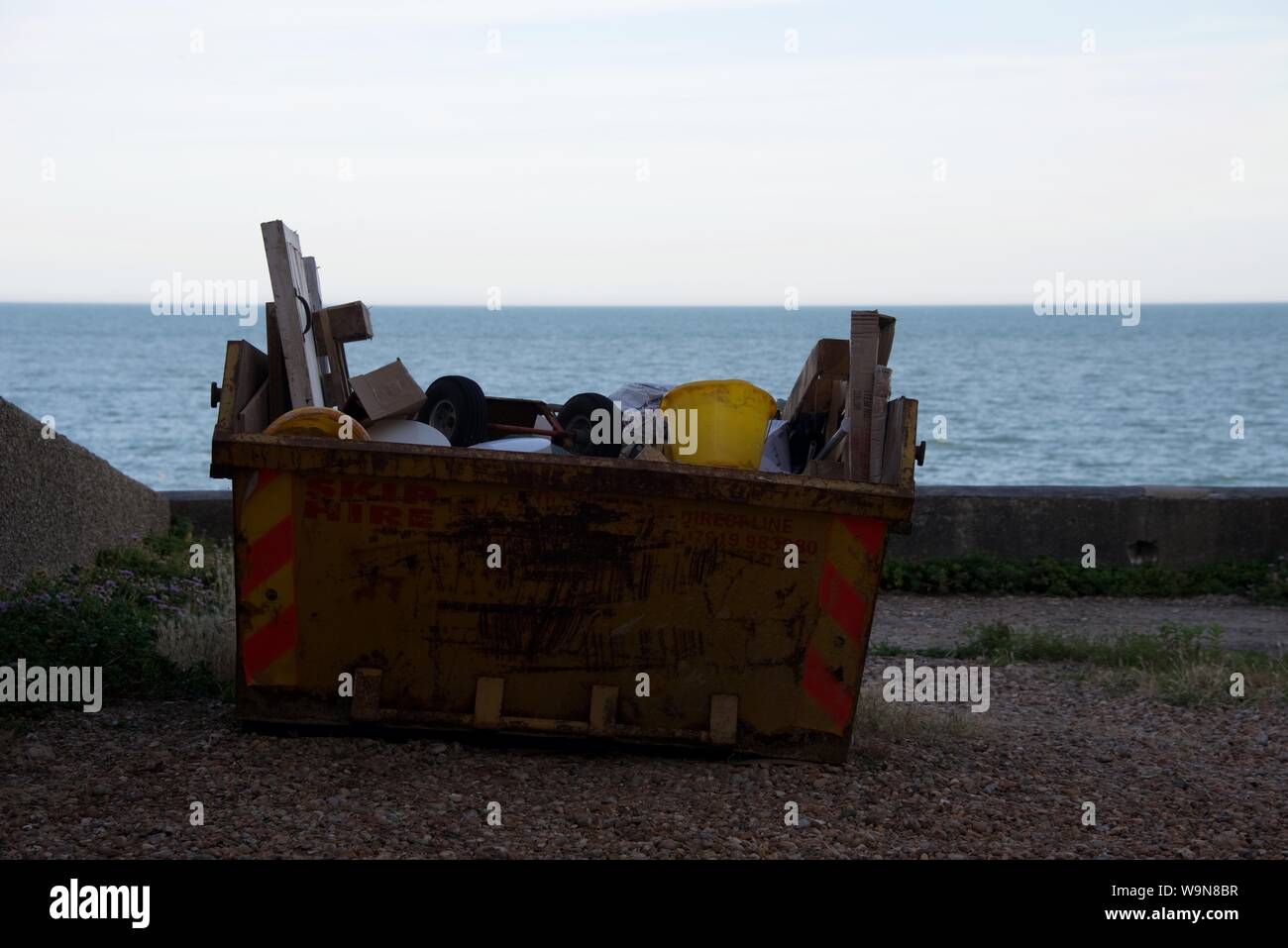 Waste skip — a near-full skip of waste destined for landfill with the ...