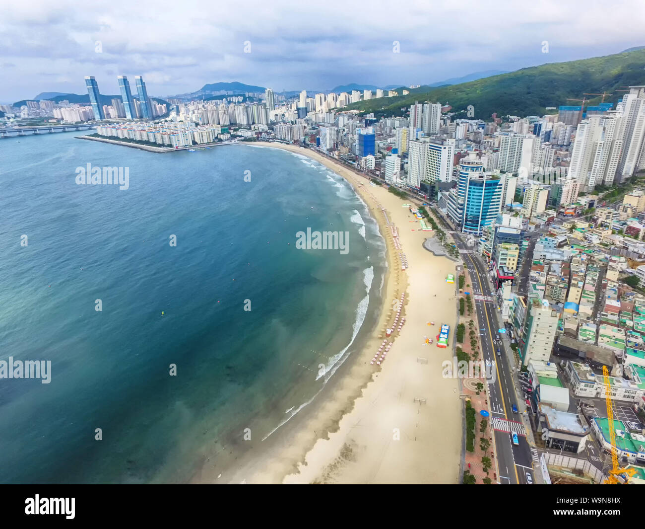 Aerial View of Cloudy Summer Morning of Gwangalli Beach, Busan, South ...