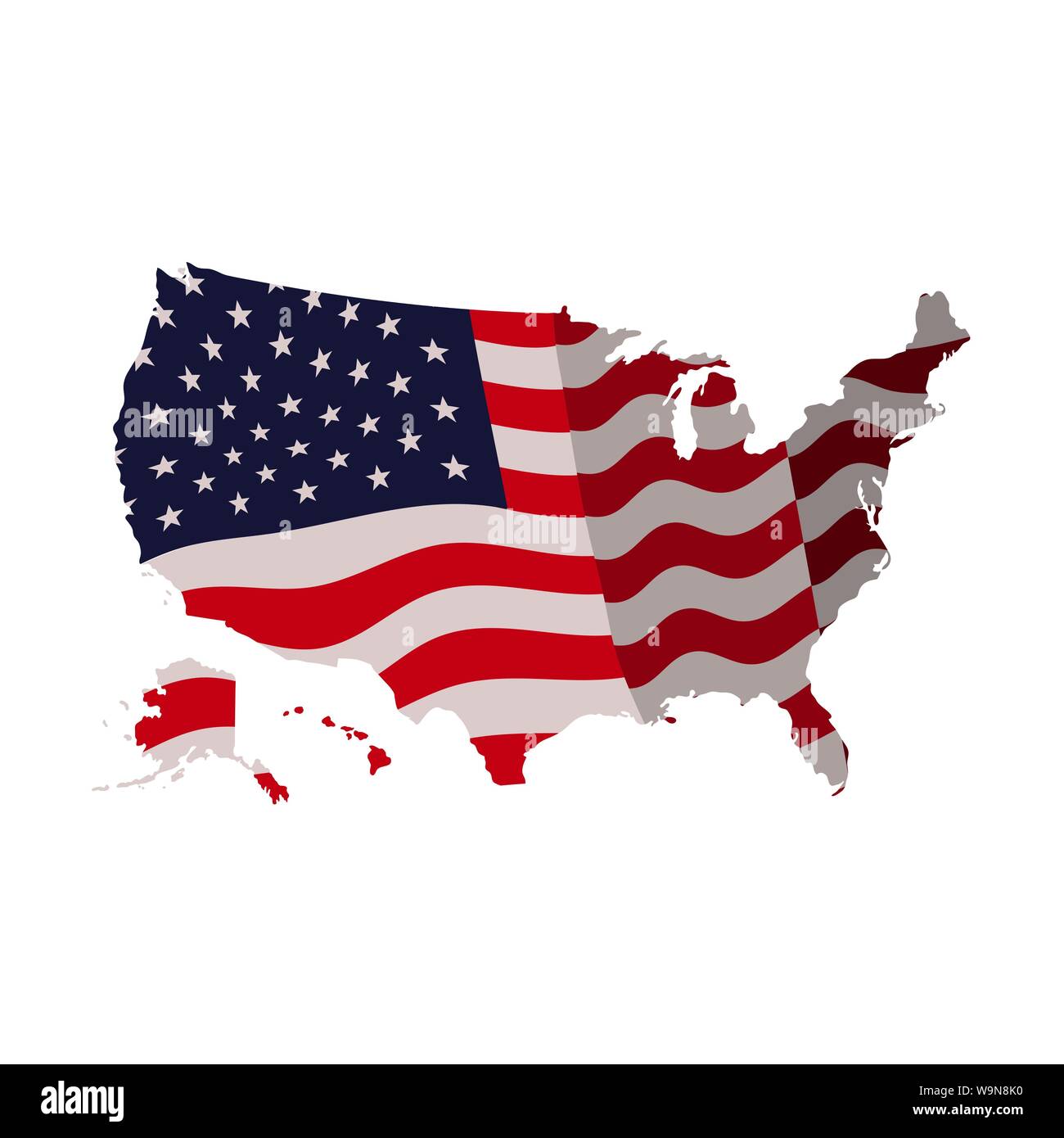 united states map with flag icon Stock Vector Image & Art - Alamy