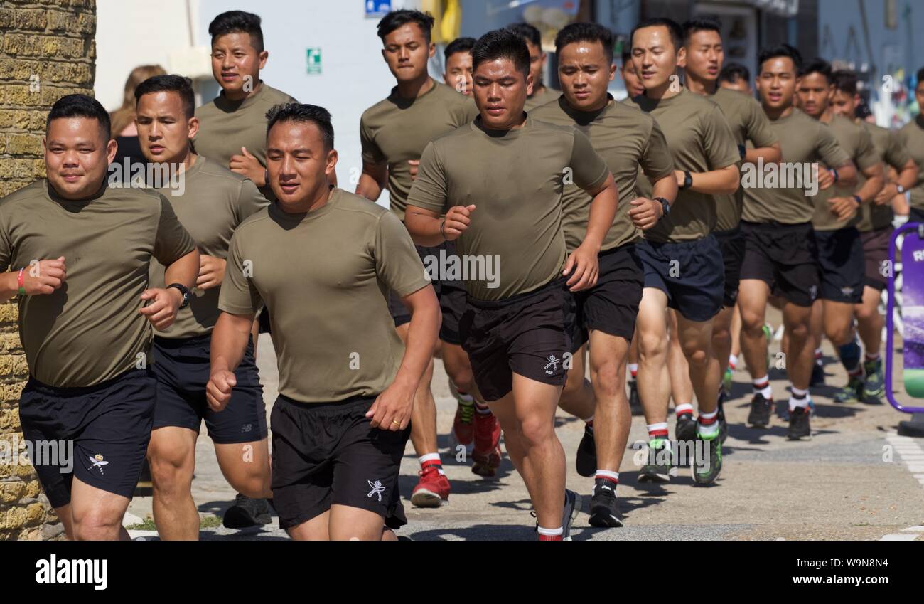 Sandgate, Kent/UK-July 22 2019: Nepalese soldiers of the Royal Gurkha ...