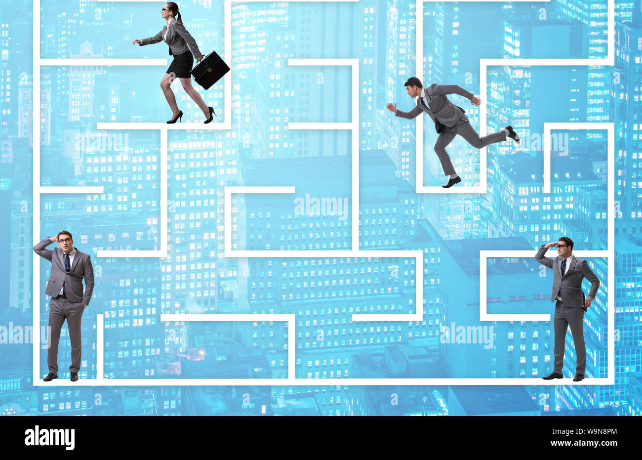 The business people getting lost in maze uncertainty concept Stock ...