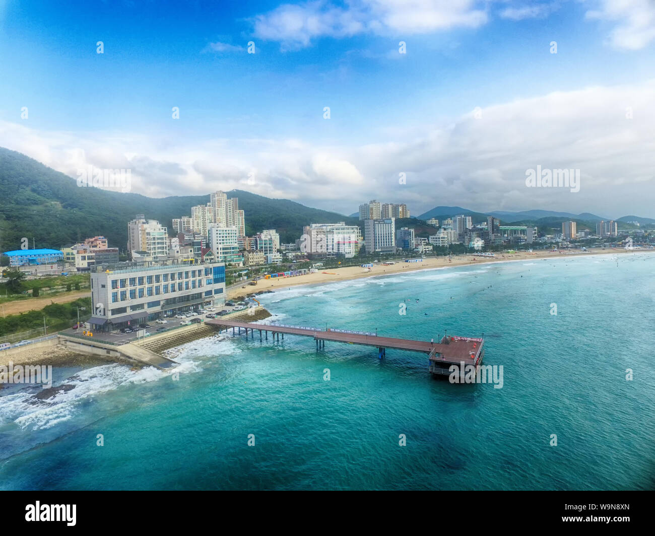 Aerial View of Songjeong Beach, jeonggwan, Gijang, Busan, South Korea ...