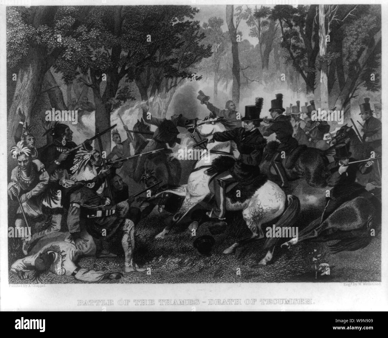 Battle of the Thames - death of Tecumseh / painted by A. Chappel ; engd ...
