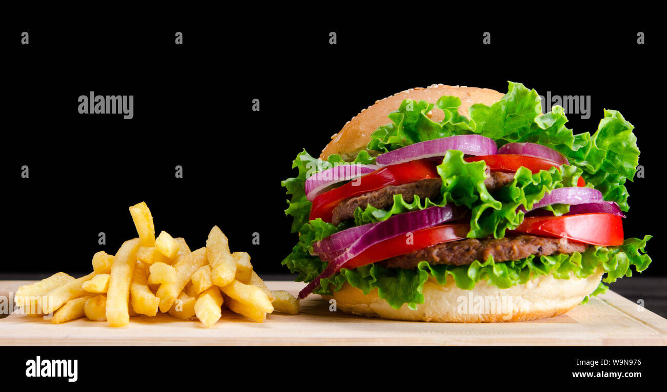 The burger served in bun in nutrition fast food concept Stock Photo - Alamy