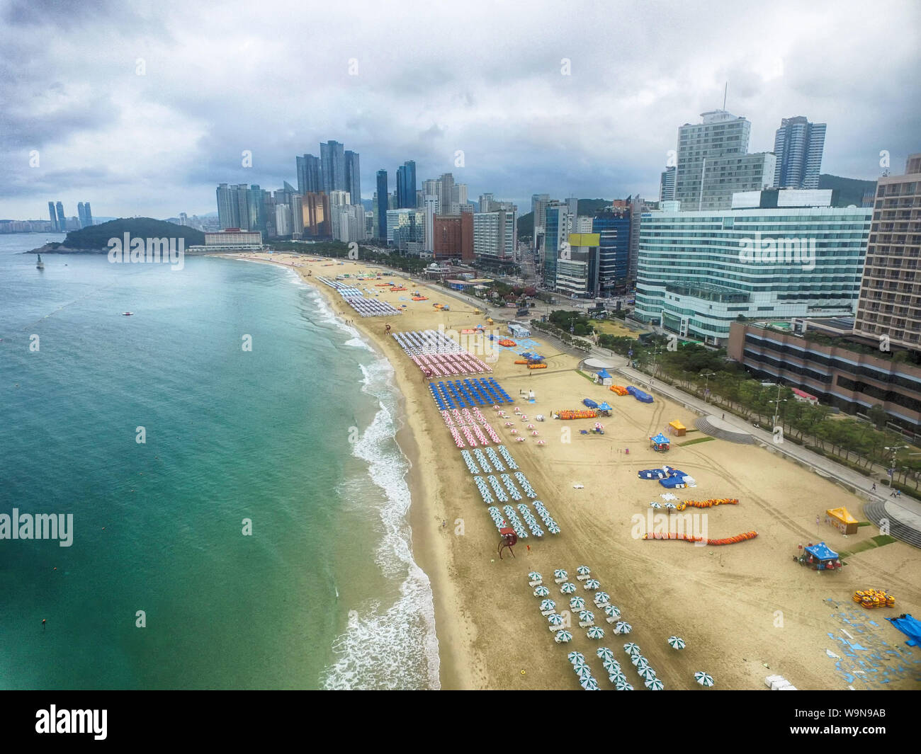 Aerial View of Cloudy Summer Morning of Haeundae Beach, Busan, South ...